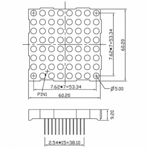 Large 8x8 LED Dot Matrix Display